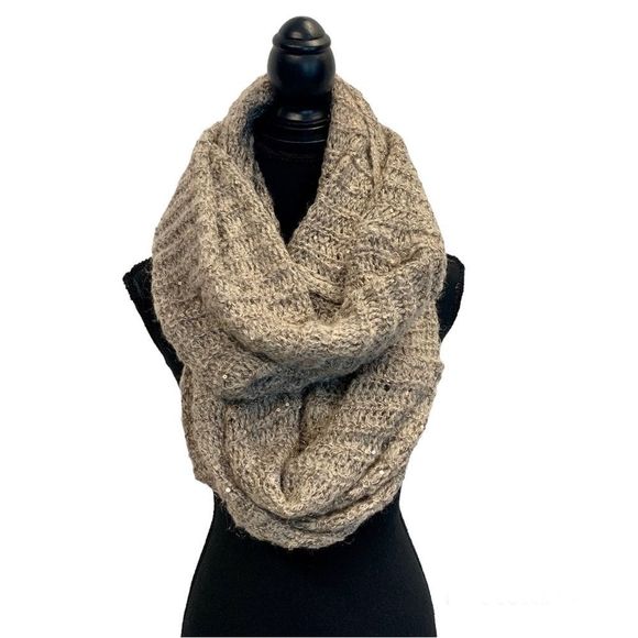 H&M | Accessories | Hm Taupe Brown Sequin Soft Stretchy Infinity Scarf ...